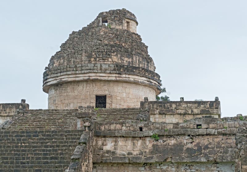 An Ancient Observatory In Chichen Itza Mayan City, Mexico Stock Photo ...