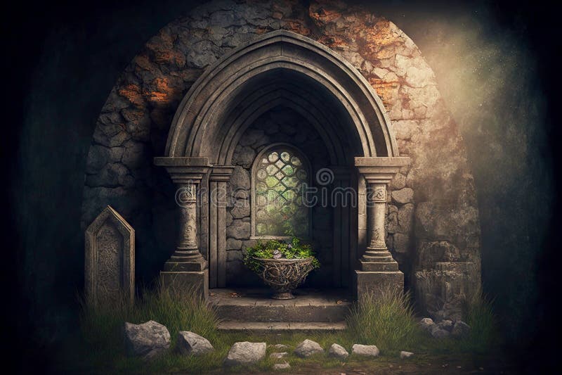 Ancient Old Crypt with Tomb in Basement Stock Illustration ...