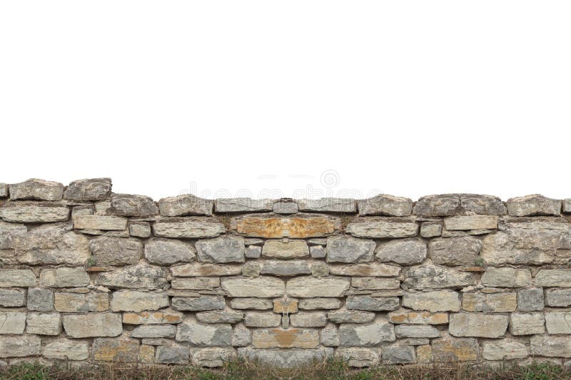 Ancient Old Stone Brick Wall, Isolated on White Stock Photo - Image of ...