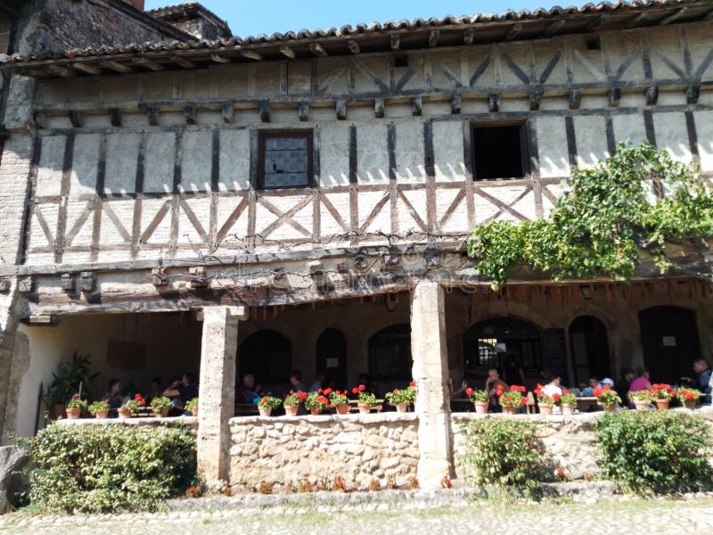 Ancient Old Town in France Perouges with an Old Grapevine Growing on ...
