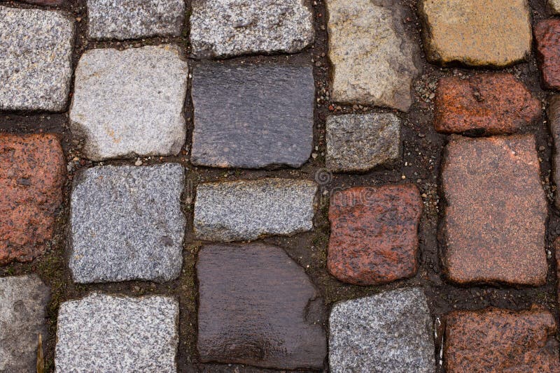 Ancient Old Yellow Grey Red Stone Road Background Texture. Stock Photo ...
