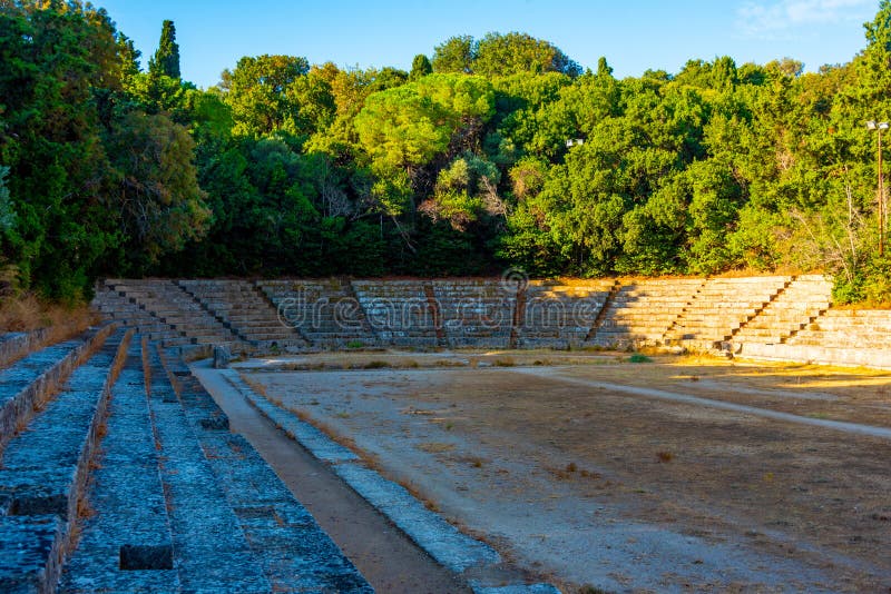 Ancient Olympic Stadium at Rhodes, Greece Stock Image - Image of ...