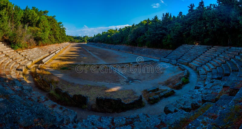 Ancient Olympic Stadium at Rhodes, Greece Stock Image - Image of odeon ...