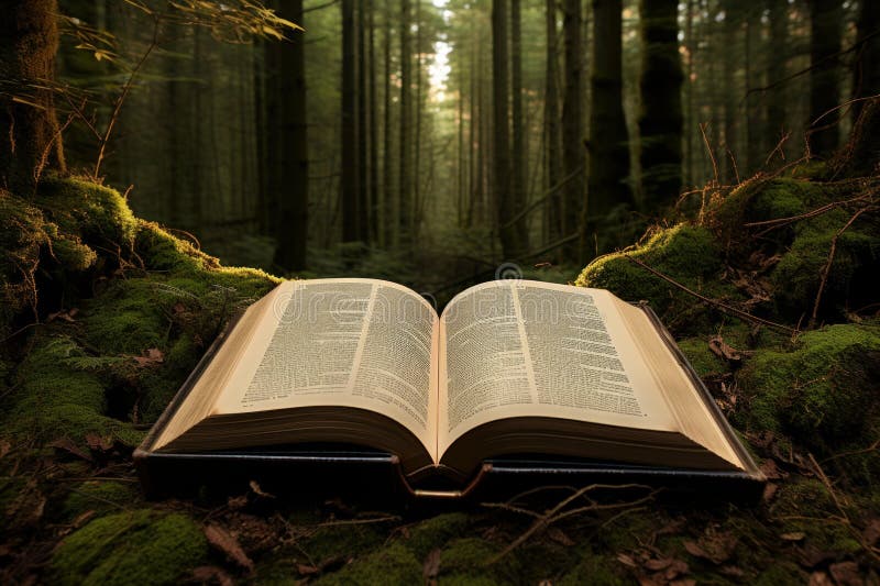 Ancient Open Magic Book Forest. Generate Ai Stock Illustration ...