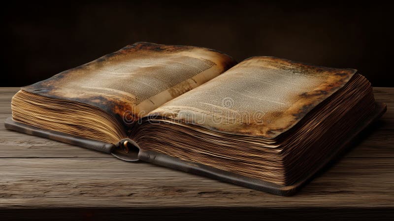 Ancient Opened Book on Wooden Surface Stock Image - Image of knowledge ...