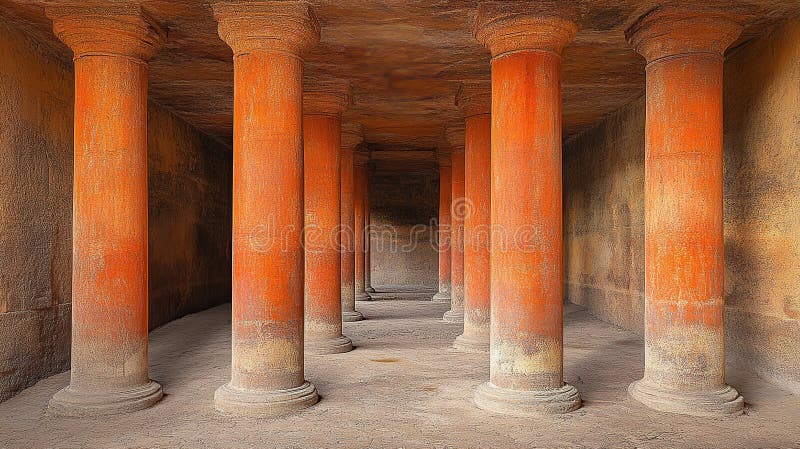 Ancient Orange Columns, Underground Chamber, Historical Site, Tourism ...