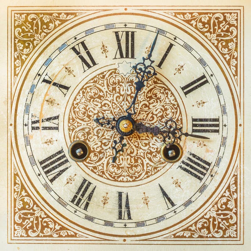Ancient Ornamental Clock Face Isolated on White Stock Photo - Image of ...
