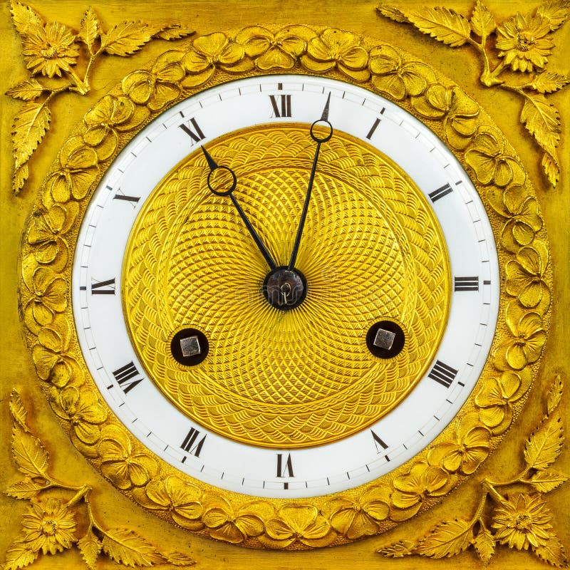 Ancient Ornamental Golden Clock Face Stock Image - Image of circle ...