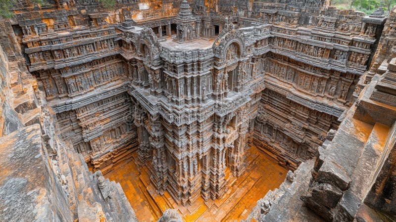 Ancient, Ornate Well, Intricate Carvings Stock Illustration ...