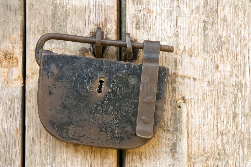 Ancient padlock stock image. Image of iron, string, metal - 3824493