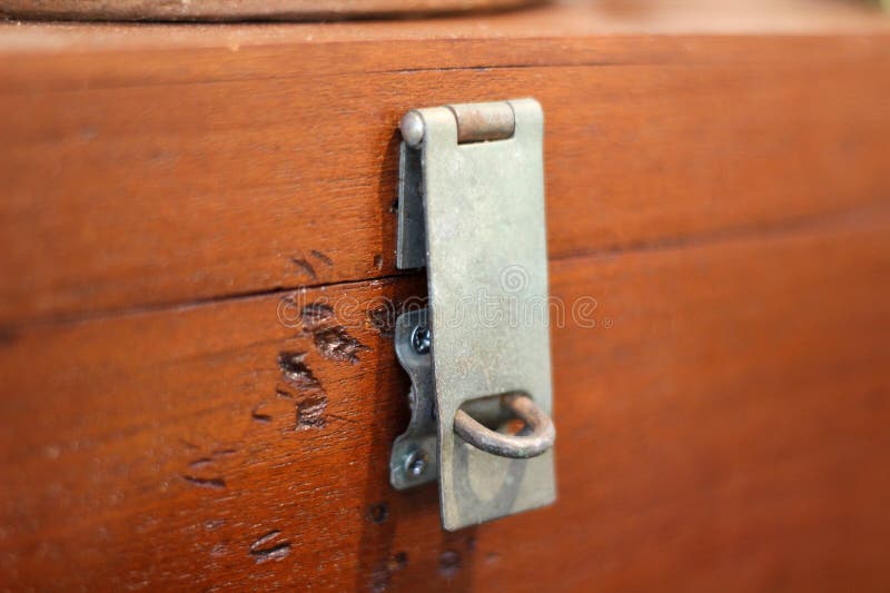 Padlock on wooden chest stock image. Image of metal - 309868141