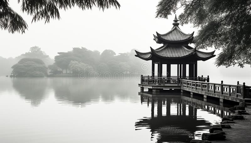 Ancient Pagoda Reflects in Tranquil Water, Beijing S Beauty, Generated ...