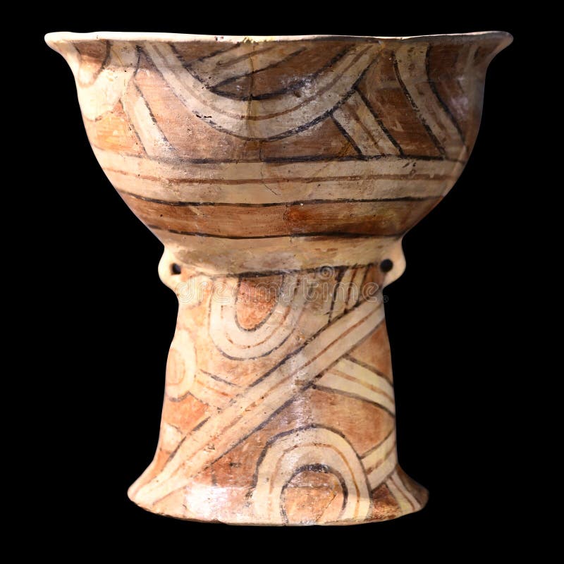 An Ancient Painted and Patterned Clay Bowl Trypillia Culture on a Black ...
