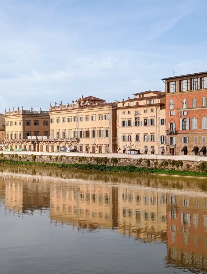 Ancient Palaces Along Arno River in Florence,Tuscany Editorial Stock ...