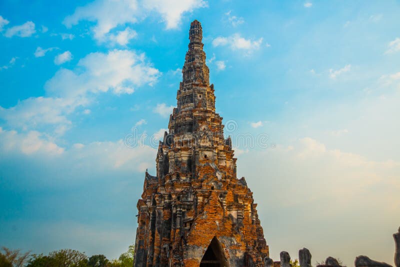 Ancient Palaces on the Background of Blue Sky. Ayutthaya Thailand ...