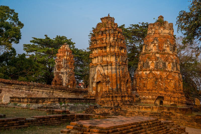 Ancient Palaces on the Background of Blue Sky. Ayutthaya Thailand ...