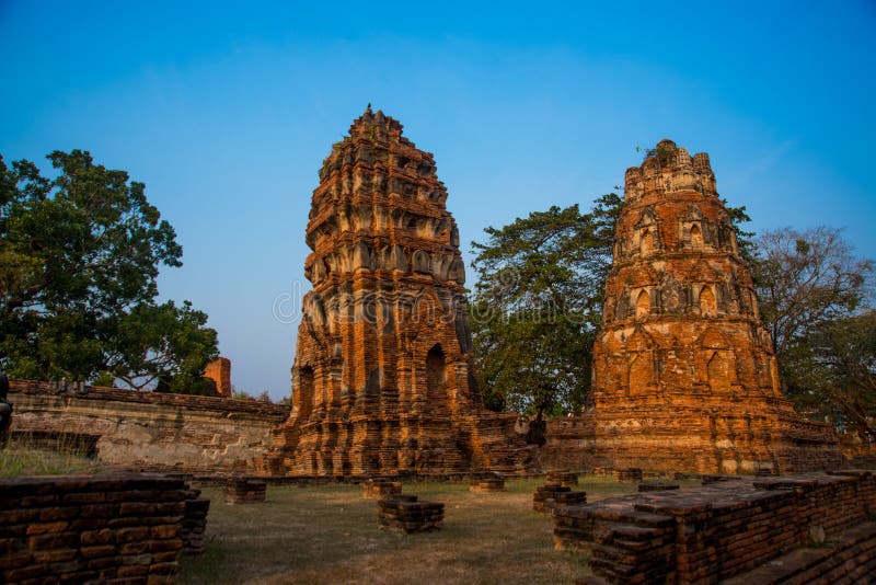 Ancient Palaces on the Background of Blue Sky. Ayutthaya Thailand ...
