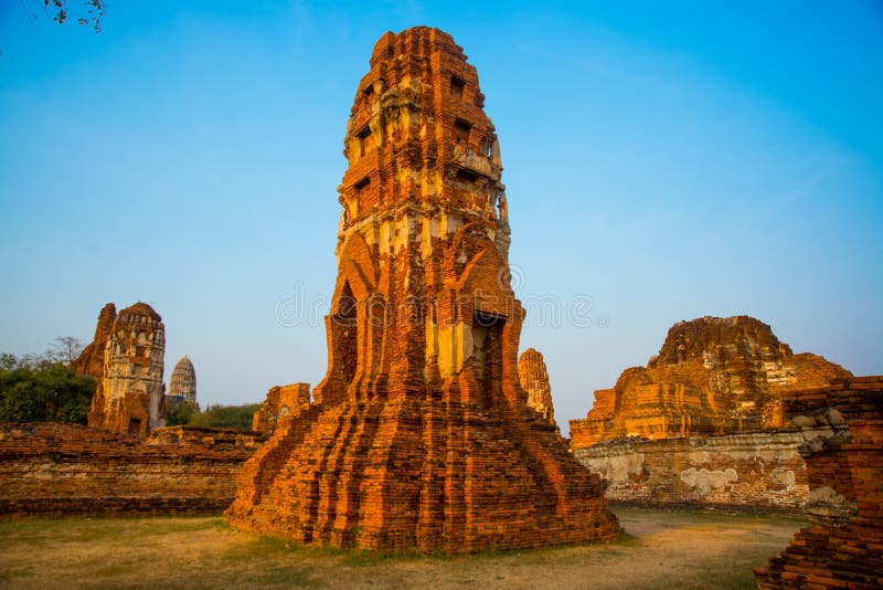 Ancient Palaces on the Background of Blue Sky. Ayutthaya Thailand ...
