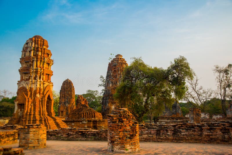 Ancient Palaces on the Background of Blue Sky. Ayutthaya Thailand ...