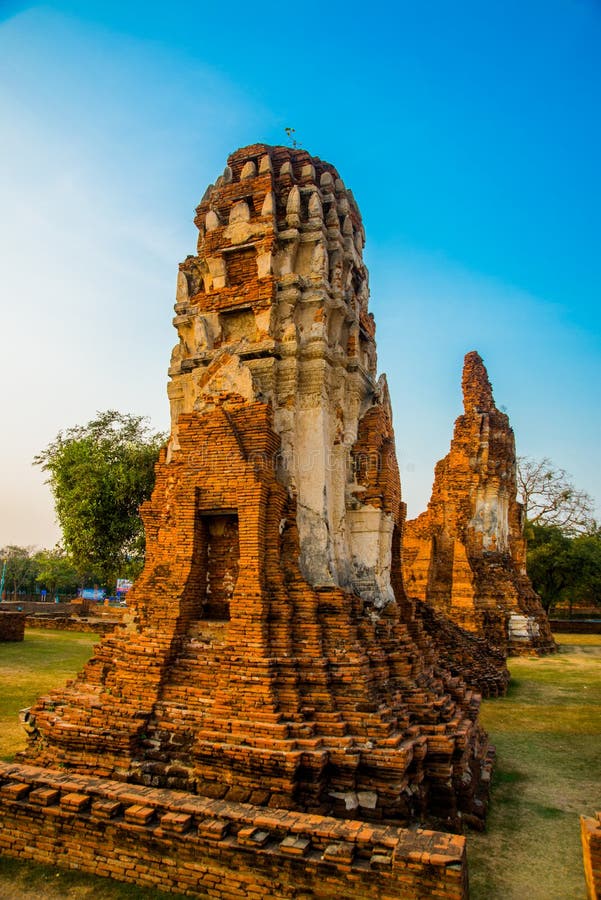 Ancient Palaces on the Background of Blue Sky. Ayutthaya Thailand ...