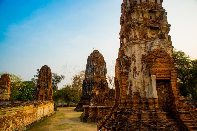 Ancient Palaces on the Background of Blue Sky. Ayutthaya Thailand ...