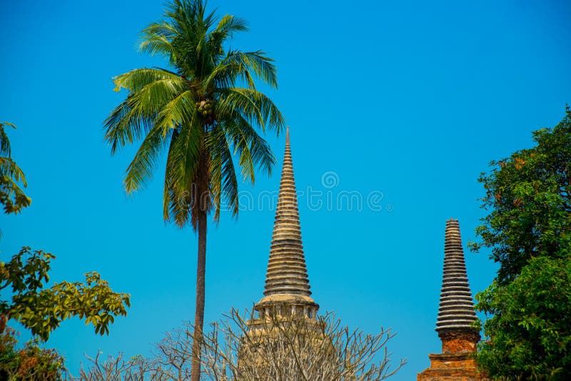 Ancient Palaces on the Background of Blue Sky. Ayutthaya Thailand ...