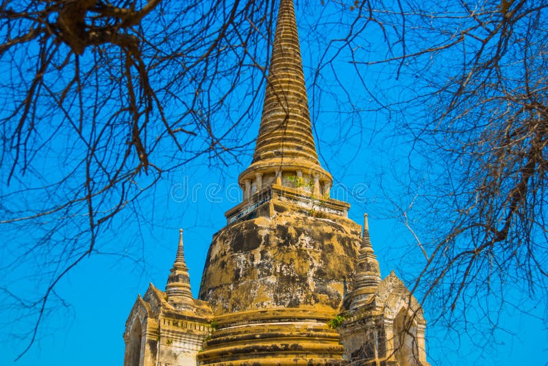 Ancient Palaces on the Background of Blue Sky. Ayutthaya Thailand ...