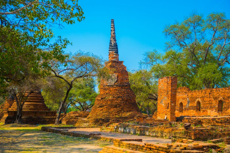 Ancient Palaces on the Background of Blue Sky. Ayutthaya Thailand ...