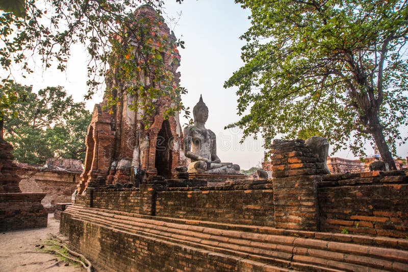 Ancient Palaces on the Background at Sunset. Ayutthaya Thailand. Stock ...