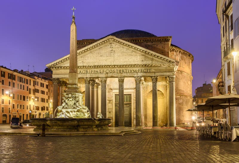 Ancient Pantheon Building in Rome at Night, Italy Editorial Image ...