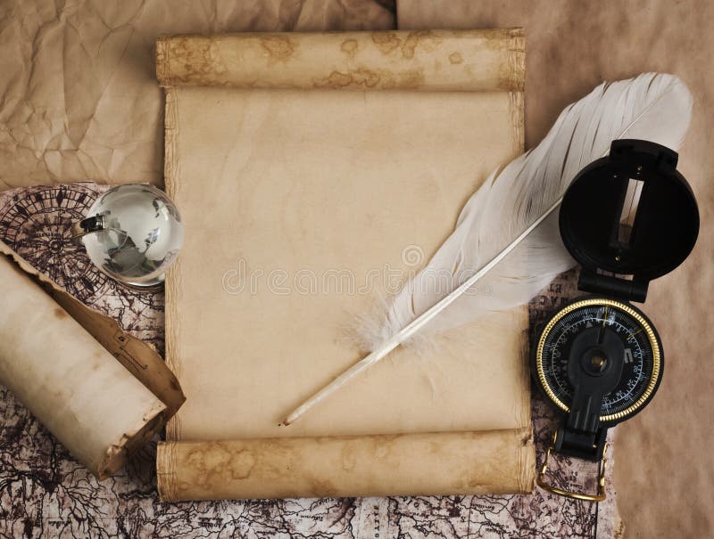 Old Paper with Feather and Ink Stock Image - Image of vintage ...