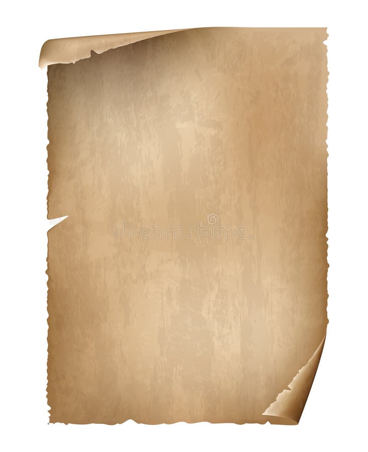 Ancient Paper Leaf on White Background, Realistic Vector Illustration ...