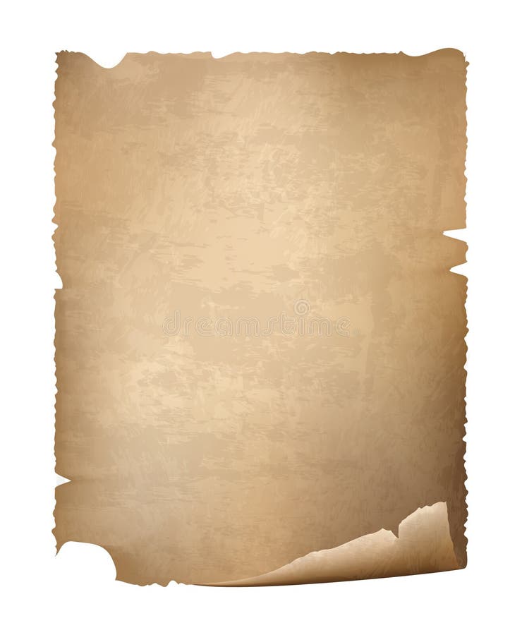 Ancient Paper Leaf on White Background, Realistic Vector Illustration ...