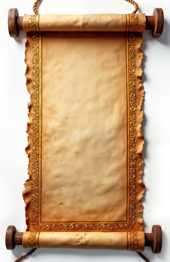 Ancient Papyrus Scroll with Golden Ornate Edges. Old Paper with ...