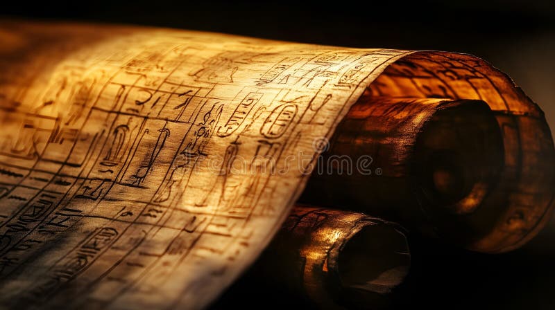Old Papyrus with Hieroglyphs. Ancient Manuscript Scroll with Egyptian ...