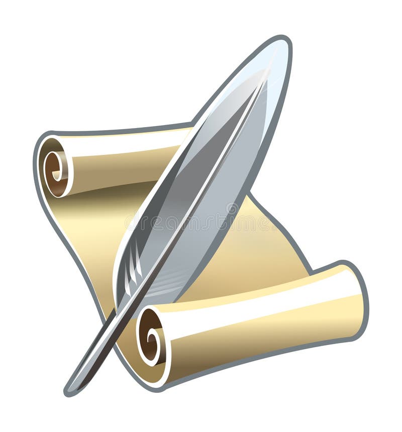 Ancient Papyrus Scroll with a Quill Pen Stock Vector - Illustration of ...