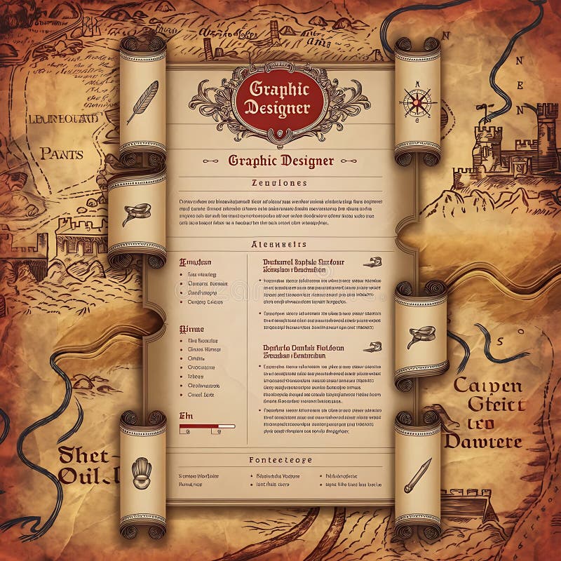 Ancient Parchment Paper with Vintage Map and Compass Scroll Side ...