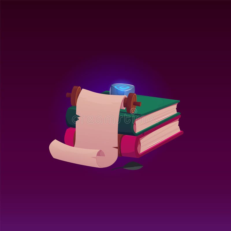 Ancient Parchment Roll, Old Paper Blank Scroll with Magic Book Vector ...