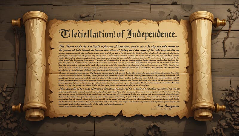 Ancient Parchment Scroll: Declaration of Independence with Medieval ...