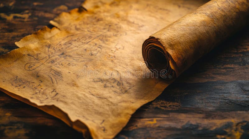 Ancient Parchment Scroll Symbolizing Deep Historical Knowledge and ...