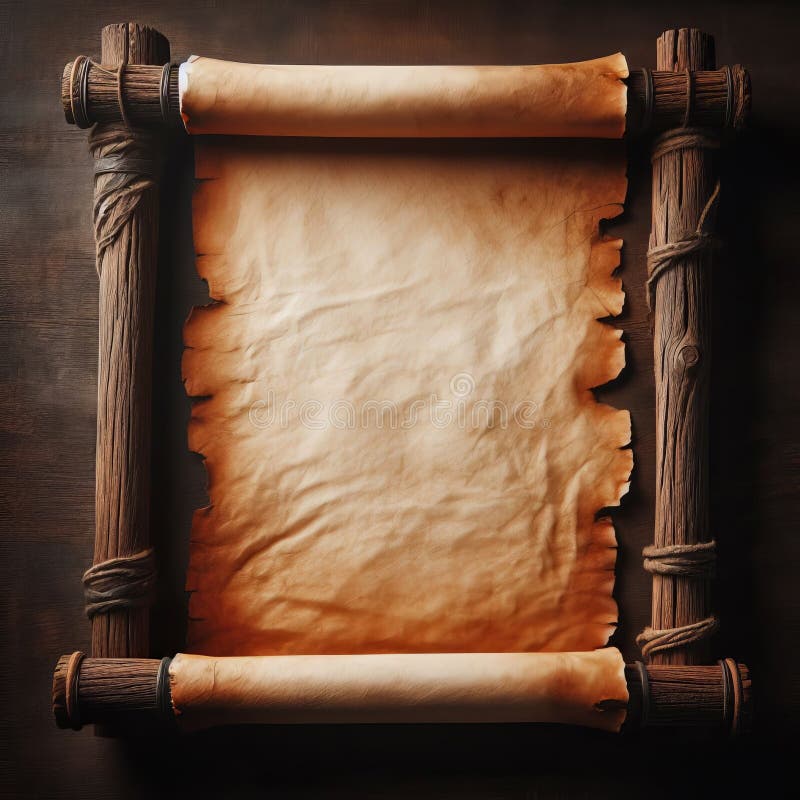 Ancient Parchment Scroll on Wood Stock Illustration - Illustration of ...