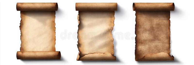 Ancient Parchment Scrolls Blank and Written Isolated on White ...