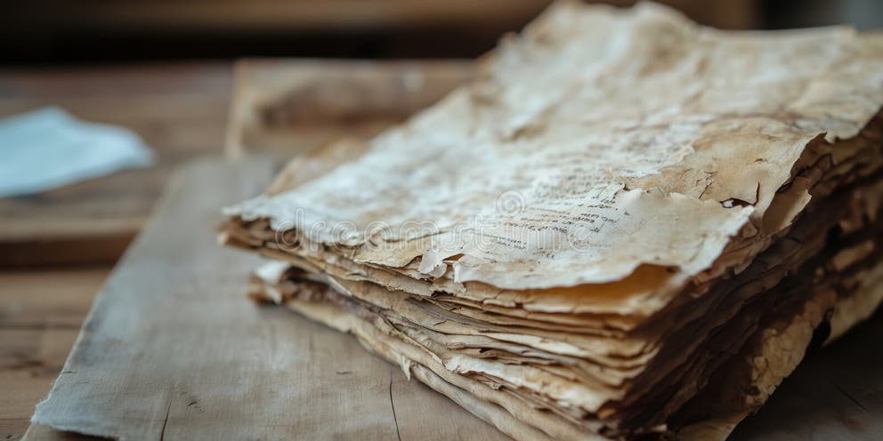 Ancient Parchment Stack, Weathered Pages, Historical Documents, Rustic ...