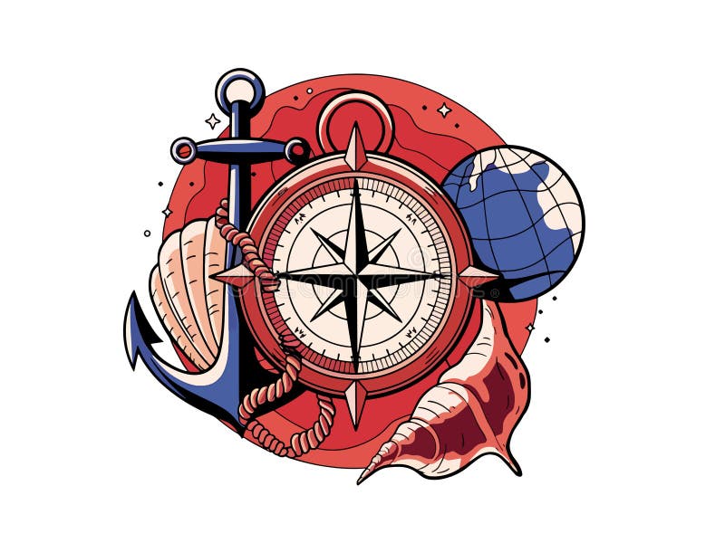 Ancient Parchment Vintage Paper Map and Compass of Scroll Illustration ...