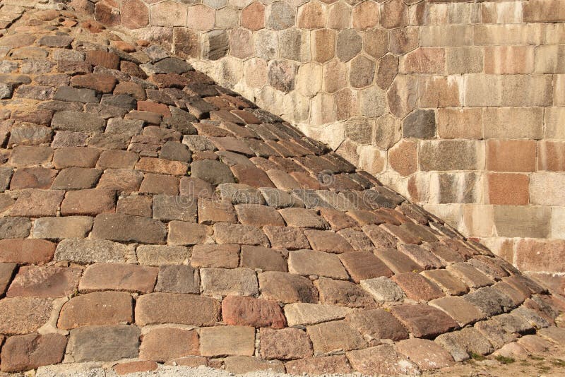 Ancient Pastel Colour Random Sized Stones and Bricks Wall and Rampart ...