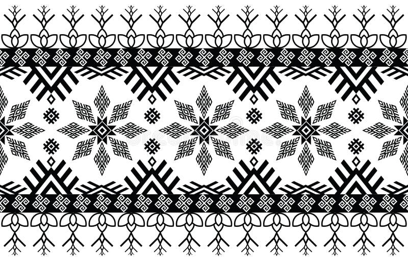 Black and White Persian Ethnic Fabric Patterns Design. Stock Vector ...