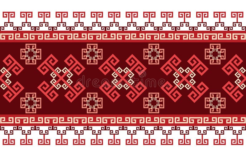 Red and White China Ethnic Geometric Pattern Design. Stock Vector ...