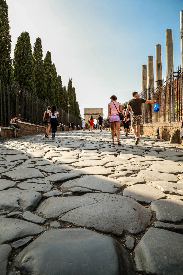 Ancient pavement in rome, stock image. Image of blue - 19031081