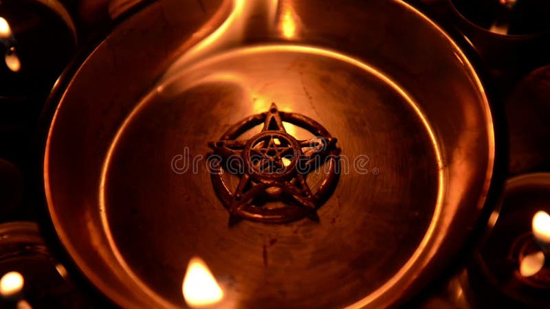Burning Pentacle on Altar Closeup Footage Stock Footage - Video of ...
