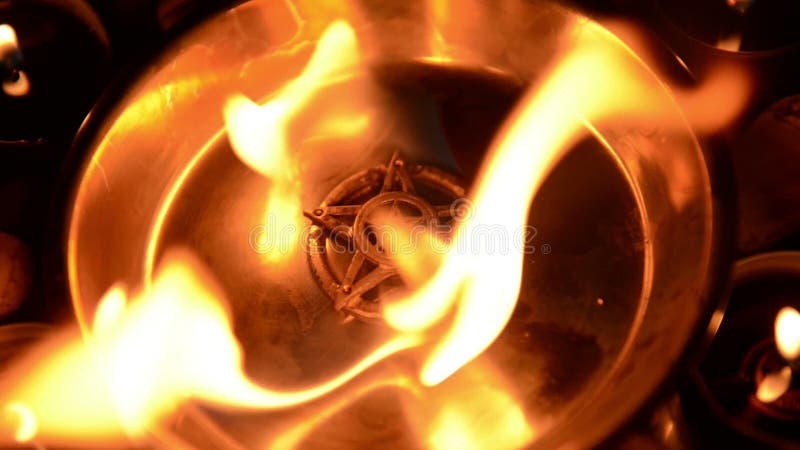 Burning Pentacle on Altar Closeup Footage Stock Footage - Video of ...